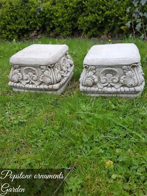 Two Square Plinths Garden Ornament Decor | eBay UK