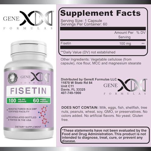 Genex Formulas Fisetin 100mg/Serving (60 Capsules) - Antioxidant That ...