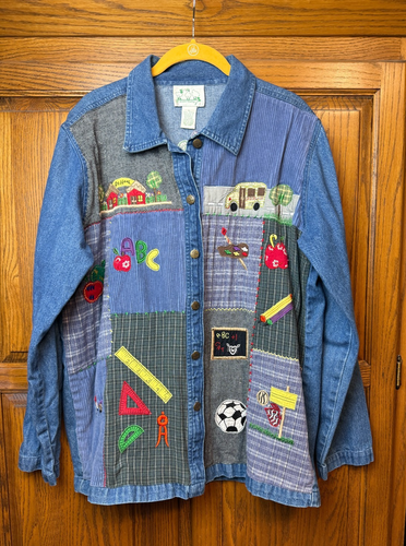 The Quacker Factory Denim Shirt/Shacket School Classroom Teacher Sz L ...