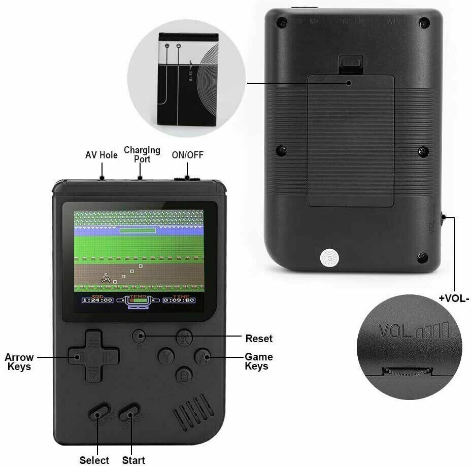 New Mini Retro Video Game Console 500 Games Portable Handheld Kids Game ...