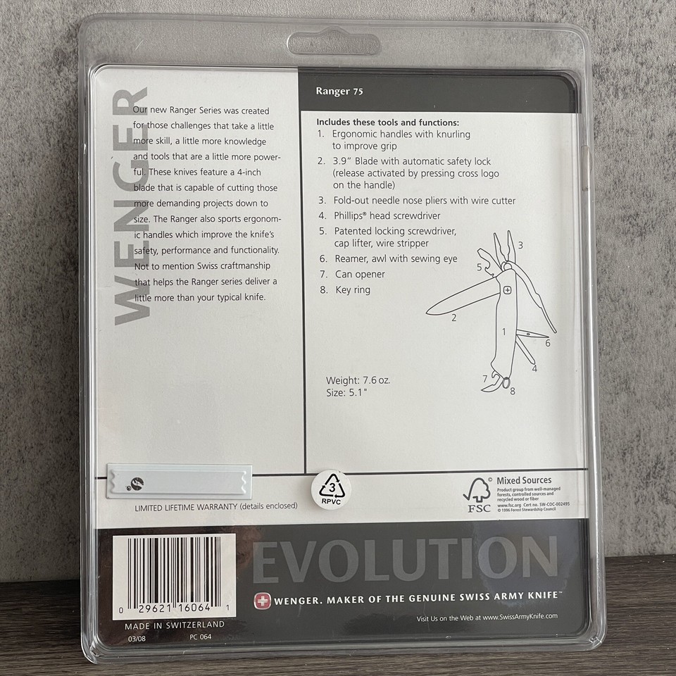 Wenger Ranger 75 Handyman Evolution Swiss Army Knife with Pliers ...