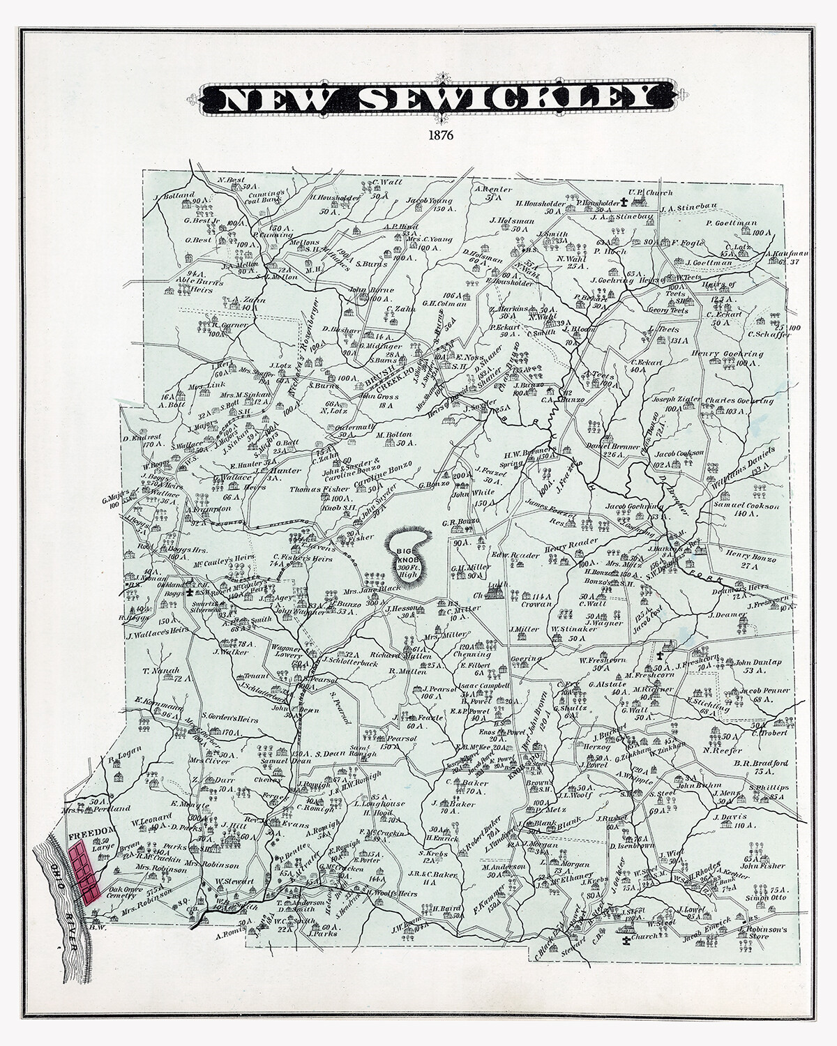 1876 Map of New Sewickley Township Beaver County Pennsylvania | eBay