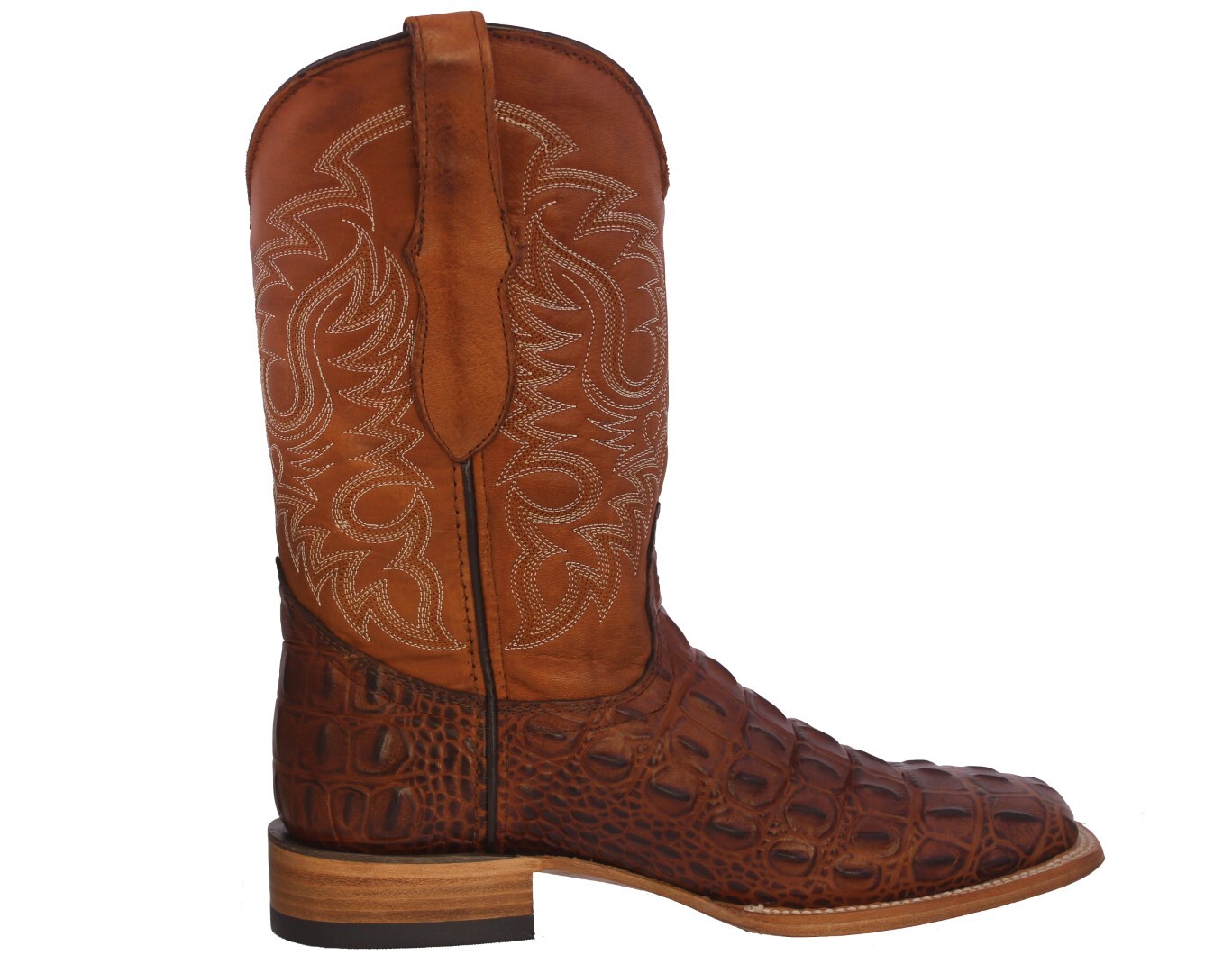 Mens Cognac Alligator Back Print Genuine Leather Cowboy Dress Boots ...