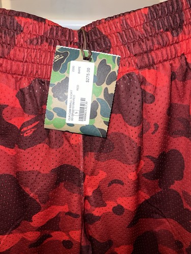 BAPE A Bathing Ape "Color Camo Wide Fit Basketball Shorts" Red Size ...