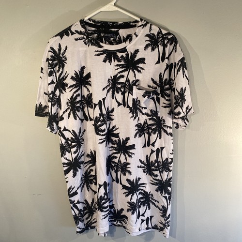 RF Brand Shirt Men's Adult Slim Size Large XL White Palm Trees | eBay