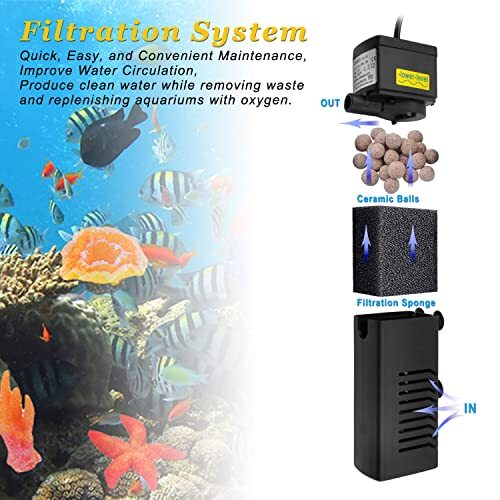 Small Aquarium Filter 5 To 15 Gallons Aeration And Filtration System ...