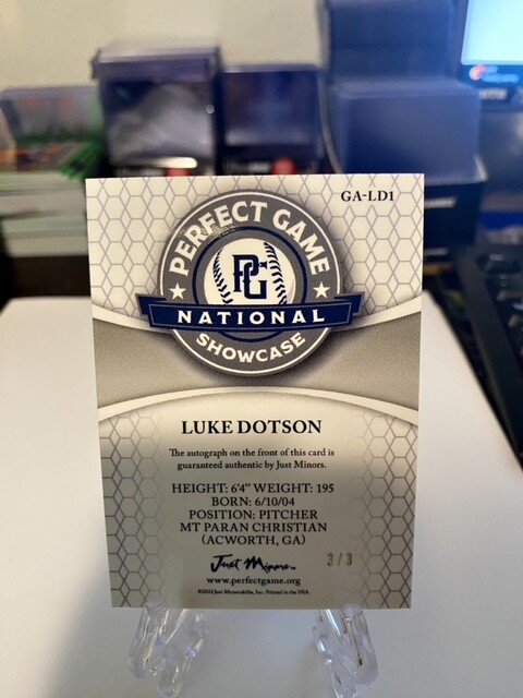 Luke Dotson 2022 Leaf Perfect Game Stars 3/3 Auto RC Miss State | eBay