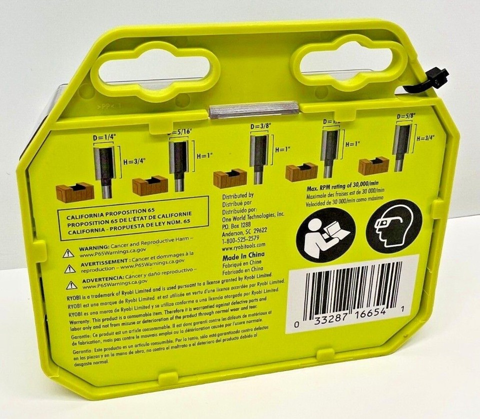 RYOBI Straight Router Bit Set (5-Piece) | eBay