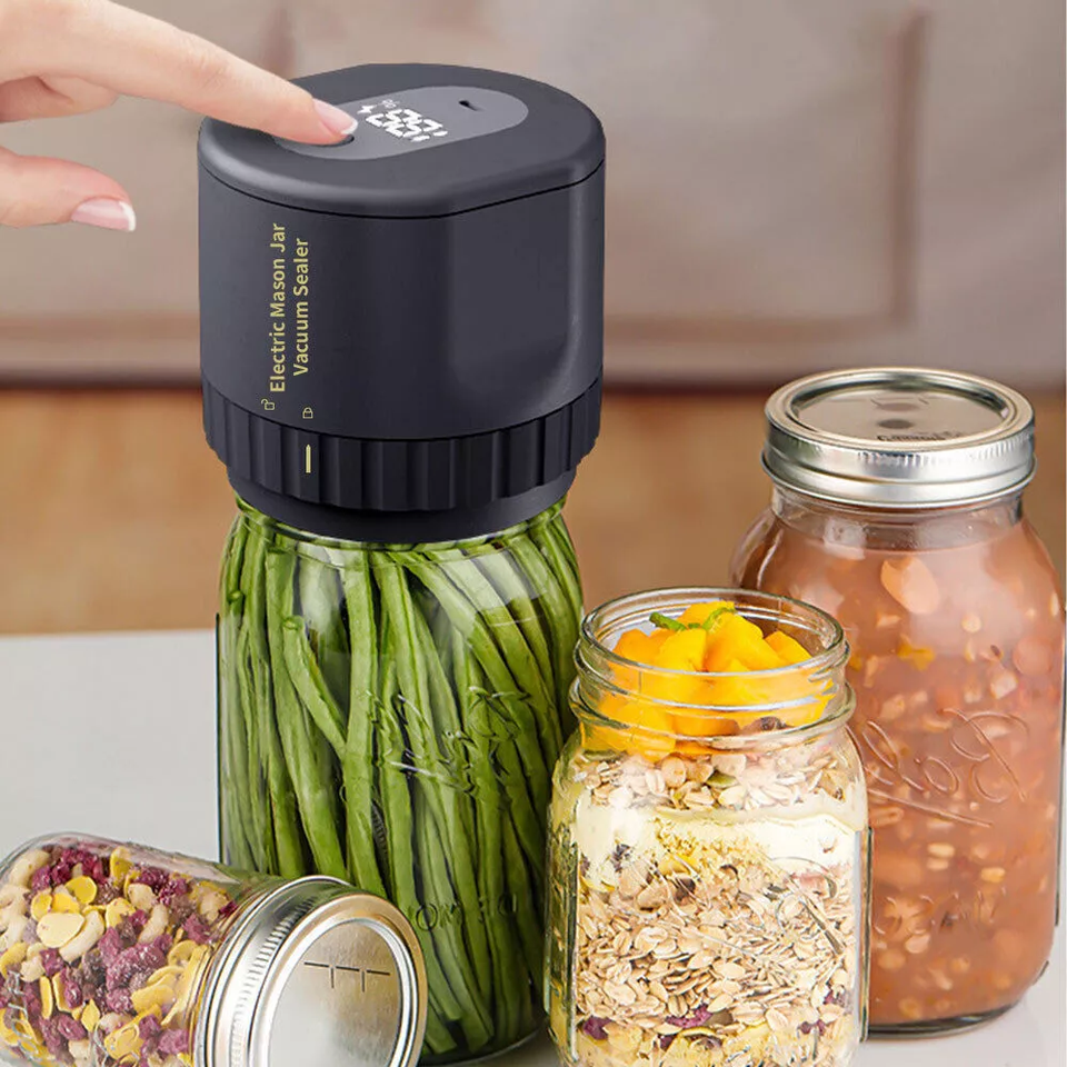 Electric Mason Ever Jar Vacuum Sealer Kit for Wide Mouth & Regular ...