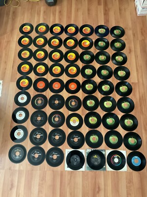 MASSIVE BEATLES COLLECTION 75 VINYL 45s RECORDS GOOD CONDITION RARE ...