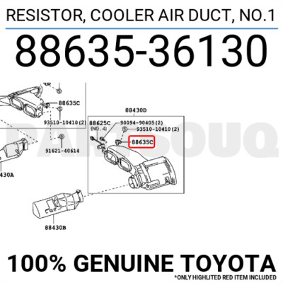 8863536130 Genuine Toyota RESISTOR, COOLER AIR DUCT, NO.1 88635-36130 ...