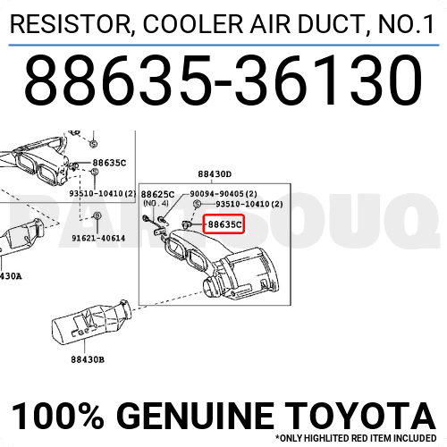 8863536130 Genuine Toyota RESISTOR, COOLER AIR DUCT, NO.1 88635-36130 ...