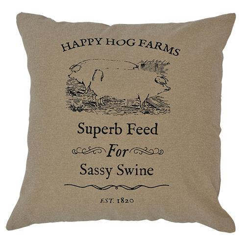 New Farmhouse Shabby Chic SASSY SWINE PIG FEED SACK PILLOW Accent 16 ...