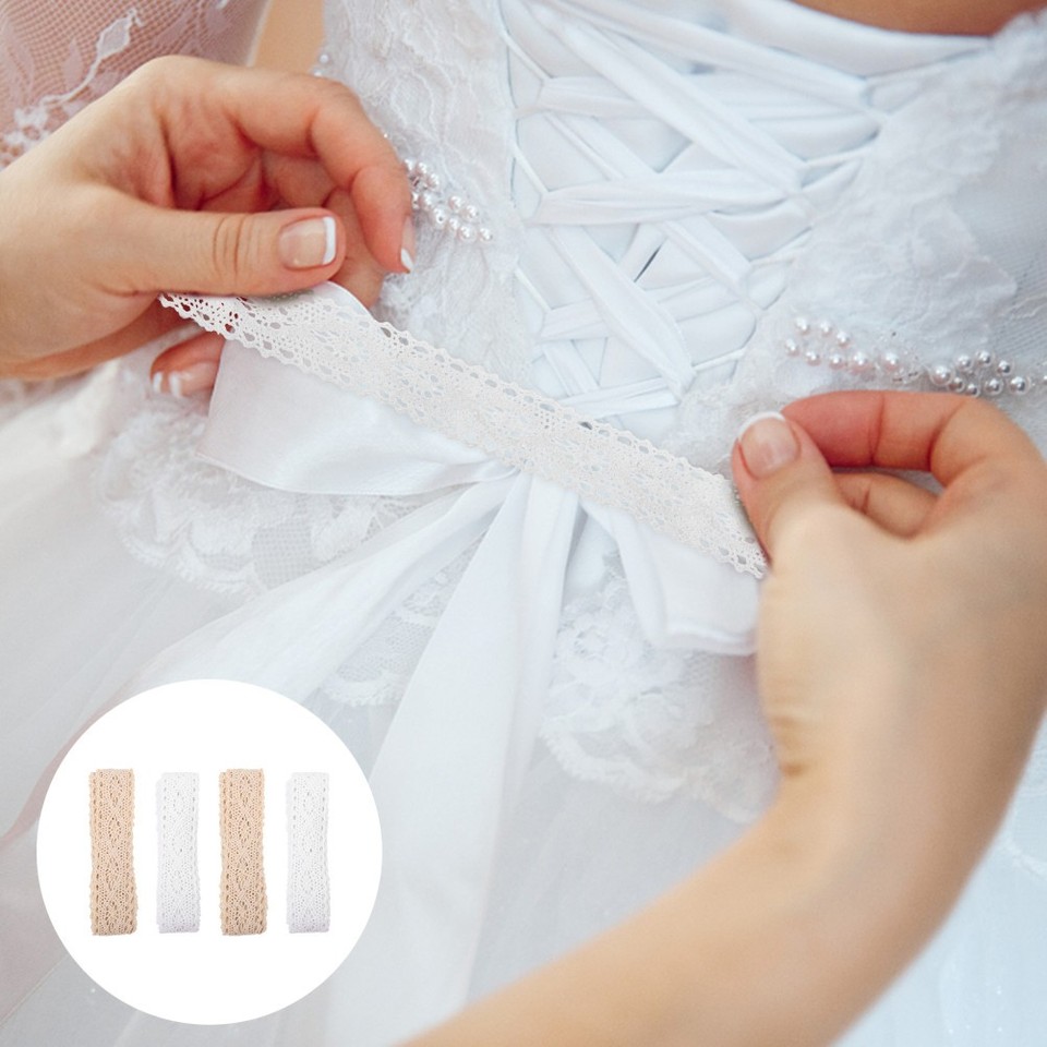 4 Rolls Cotton Embroidery Flower Lace Trim Vintage Ribbon Clothes Decor ...