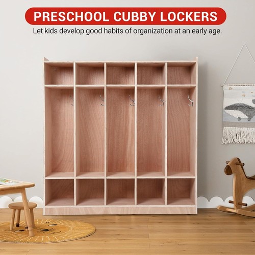 5-Section Coat Locker w/10 Cubbies & 4 Casters & 5 Hooks for Home ...
