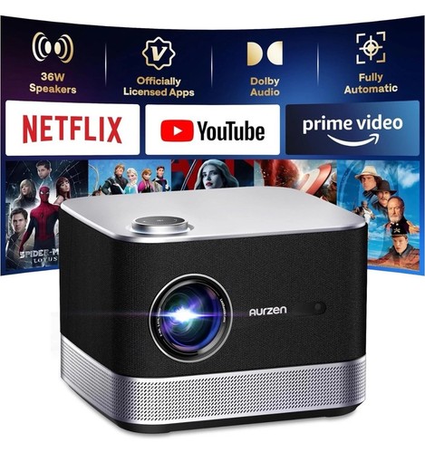All-in-One Projector 4K, AURZEN BOOM 3 Smart Projector with WiFi and ...