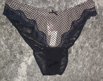 Adore Me/VS Lace & Mesh Brazilian Panty NEW Medium Black | eBay