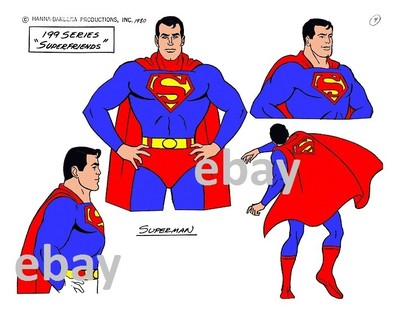 Super Friends SUPERMAN BUST MODEL SHEET PRINT Hanna Barbera Cartoon | eBay