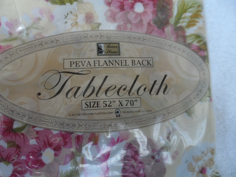 Better Home Peva Flannel back white w/ pink flowers 52" x 70 ...