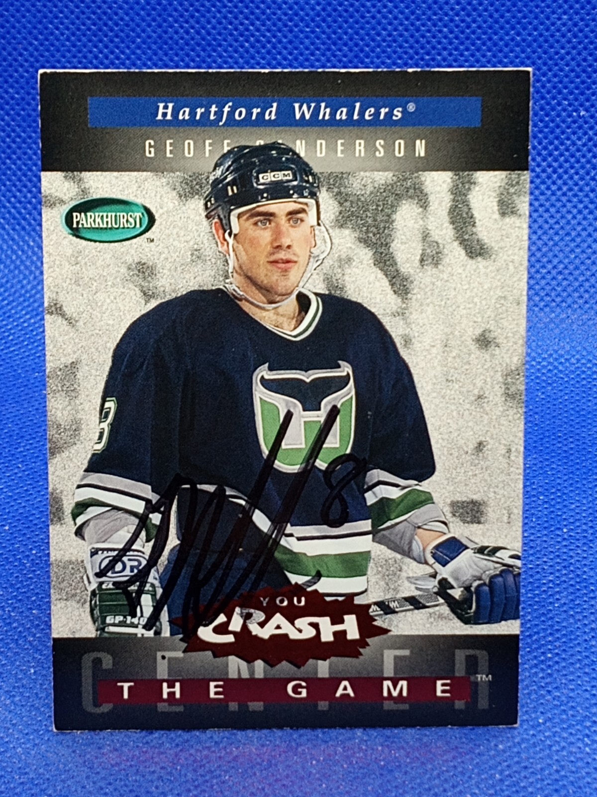 AUTOGRAPH AUTO Geoff Sanderson Hartford Whalers 1994 Parkhurst Crash ...