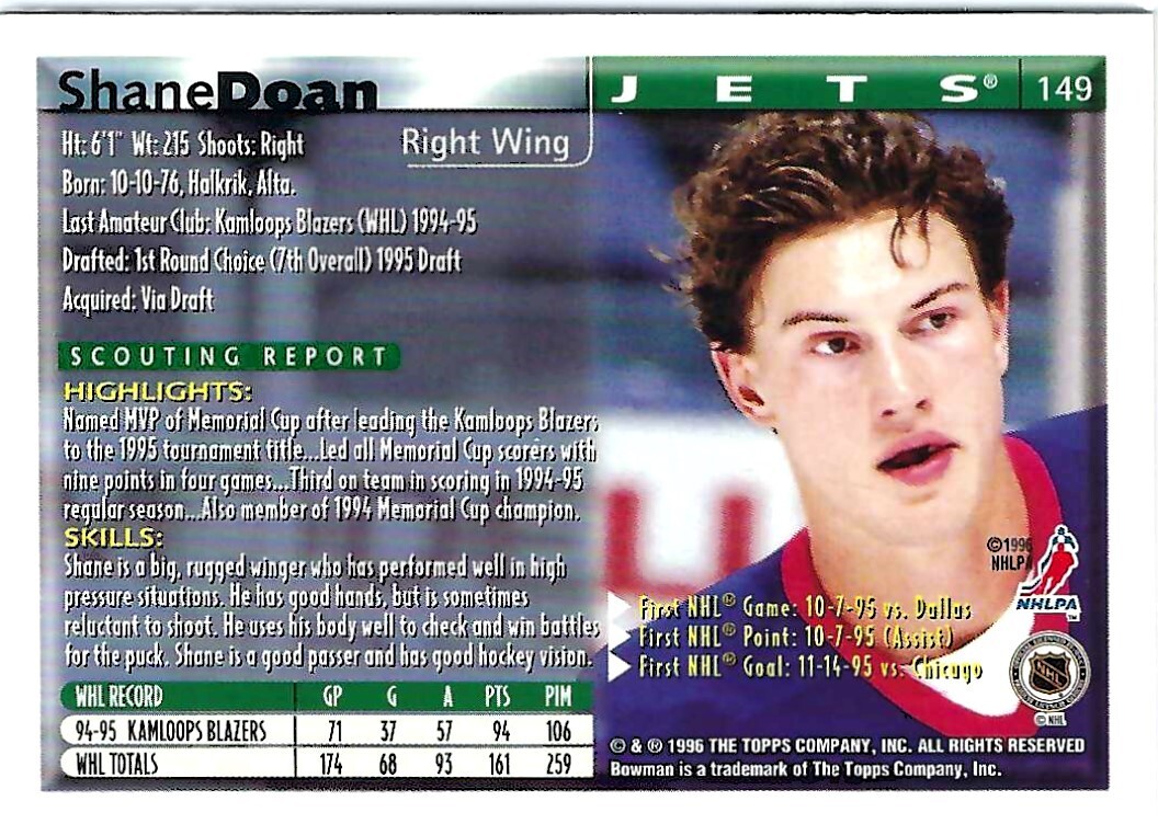 1995-96 Bowman Foil Shane Doan - Winnipeg Jets | eBay