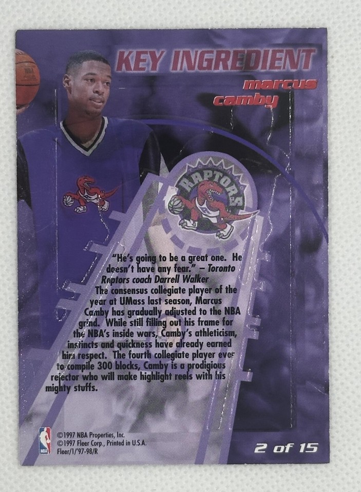 1997-98 Fleer - Key Ingredient #2 MARCUS CAMBY Toronto Raptors INSERT ...