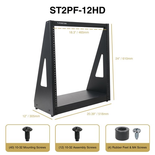 Sound Town 12U Heavy-Duty 2-Post Open-Frame Rack AV Network Devices ...