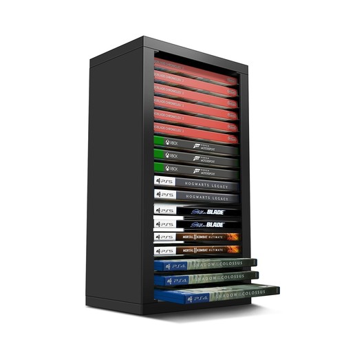 Black Video Game Storage Tower for PS5, PS4, PS3, Nintendo Switch, Xbox ...