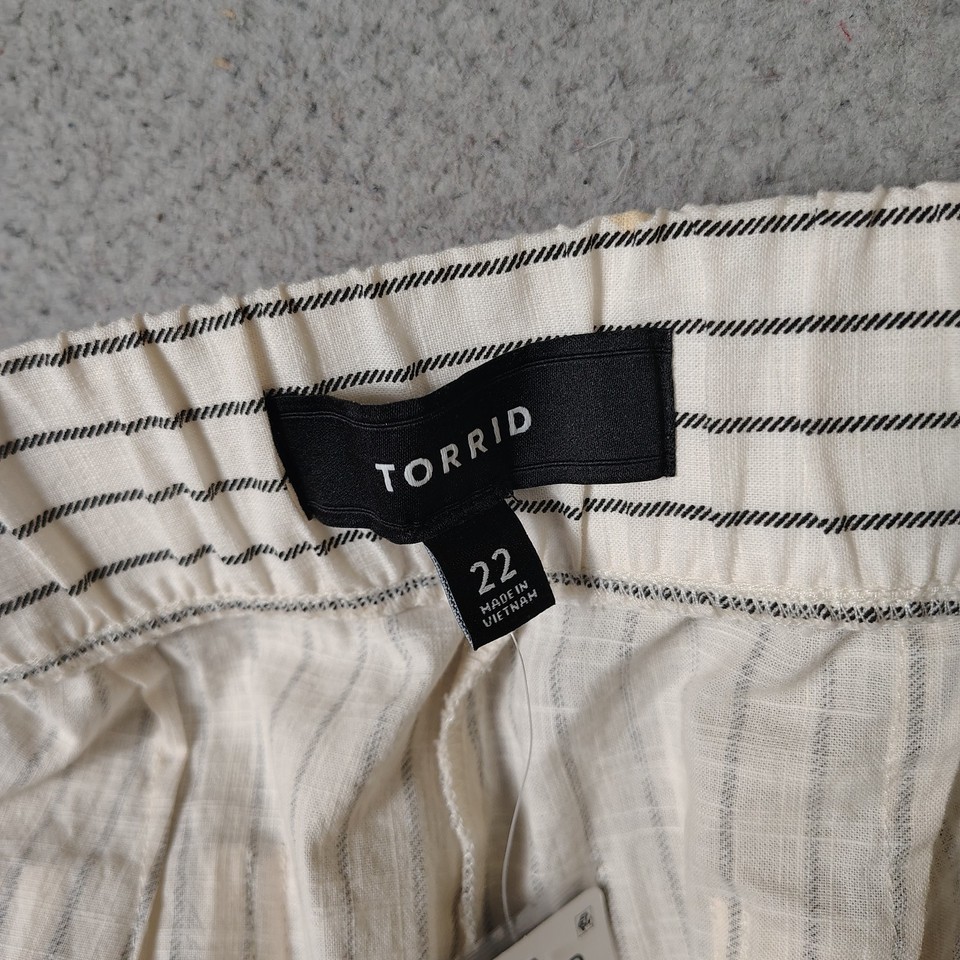 Torrid Pants Womens 22 White Whisper Pinstripe Crop Wide Leg Beach High ...