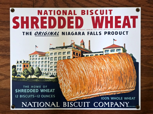 Ande Rooney Porcelain Enameled National Biscuit Sign Shredded Wheat 11 ...