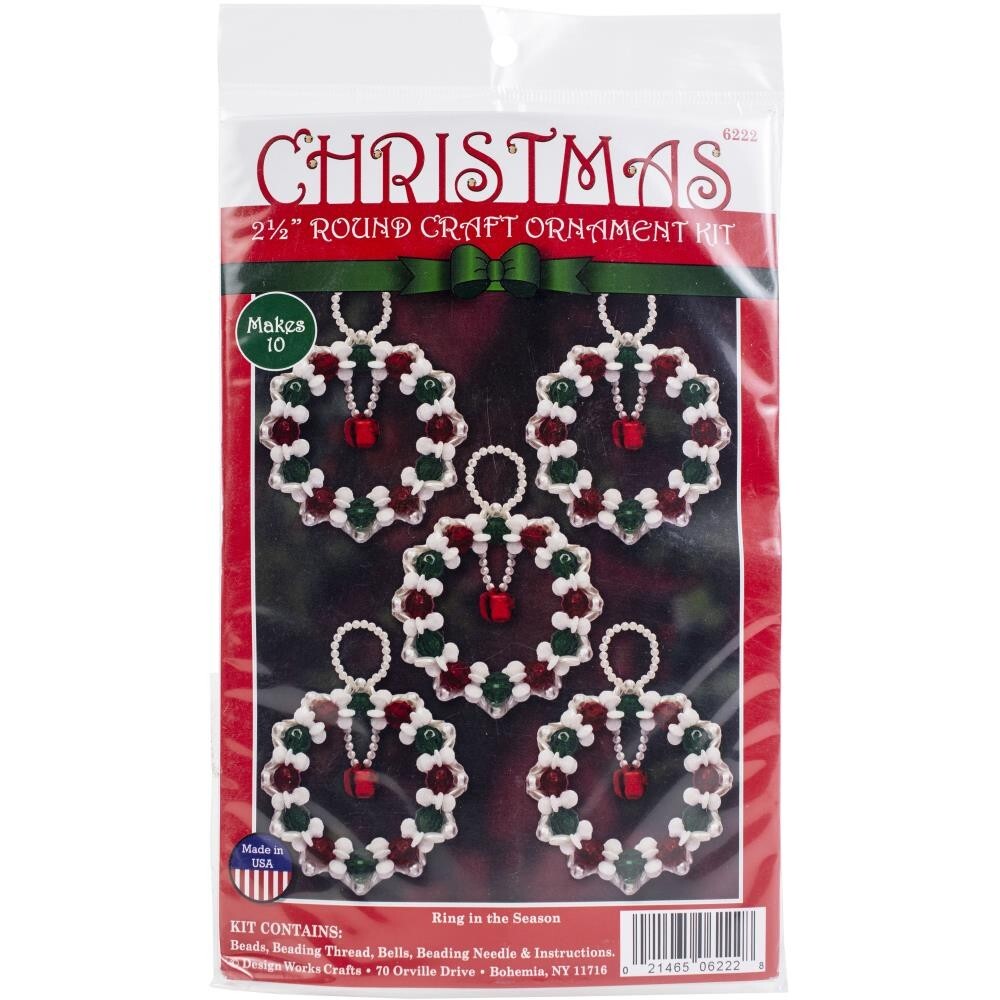 Design Works Beaded Ornament Kit 2.5" Set of 10 Ring In The Season ...