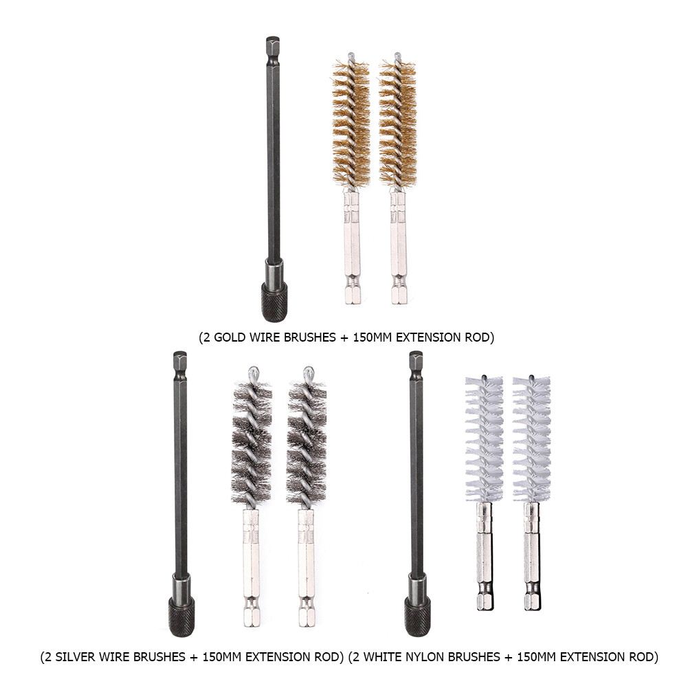 2pcs Pipe Dredging Hex Shank Brush Kit with Drill Bit Extension Rod Car ...