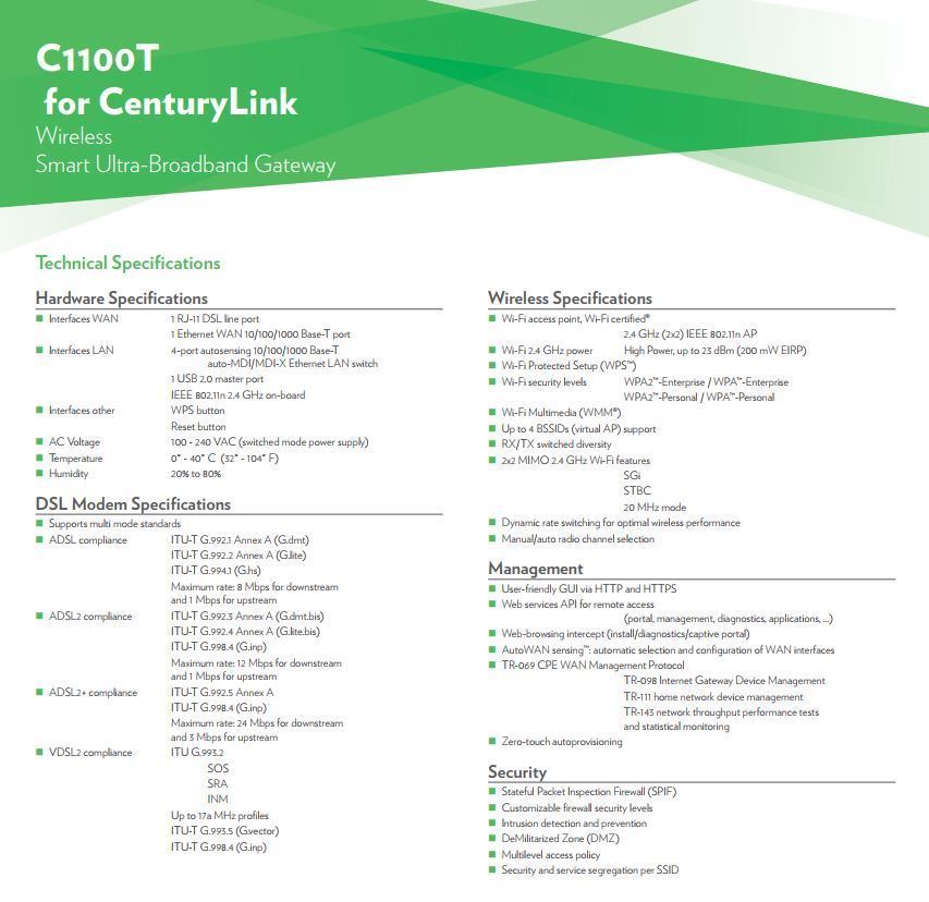 Lot of 10 CenturyLink Technicolor C1100T DSL Modem Wireless Router ...