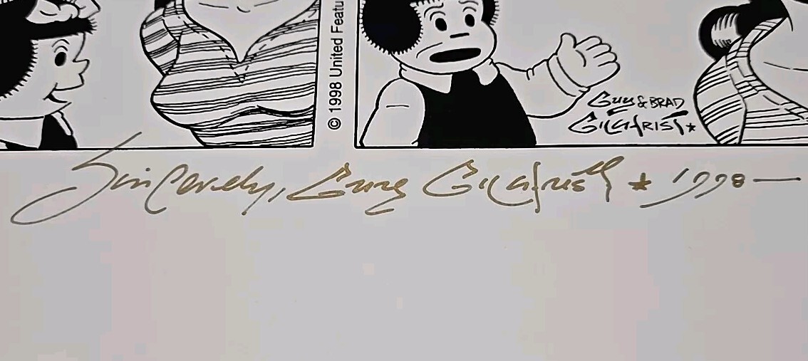 Nancy Comic Strip 11x17 Signed By Artist Guy Gilchrist 3.19.98 Art ...