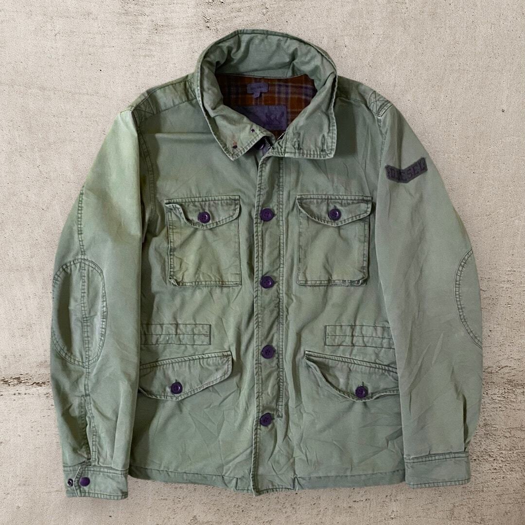 Diesel Military Parka Jacket Olive Green Plaid Lined … - Gem
