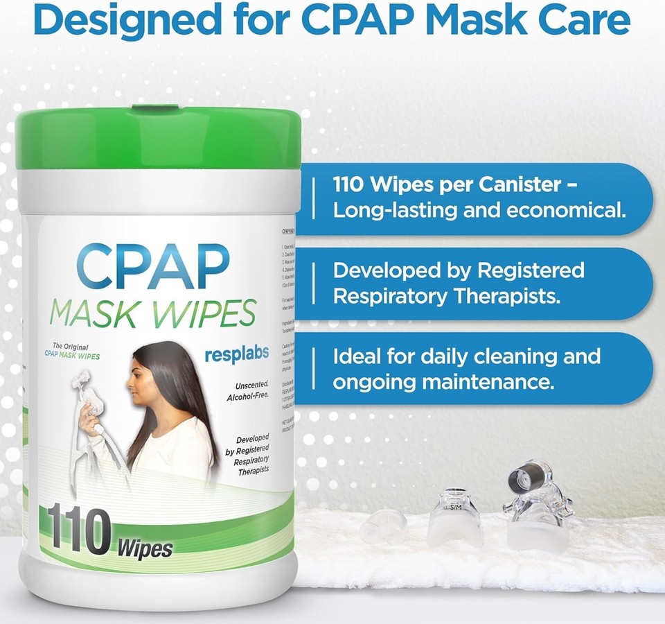 Resplabs CPAP Mask Cleaning Wipes - Unscented, Alcohol-Free Cleaner for ...