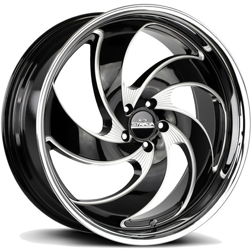 Strada C05 Retro 5 20x8.5 5x5" +15mm Black/Milled/SSL Wheel Rim 20 ...