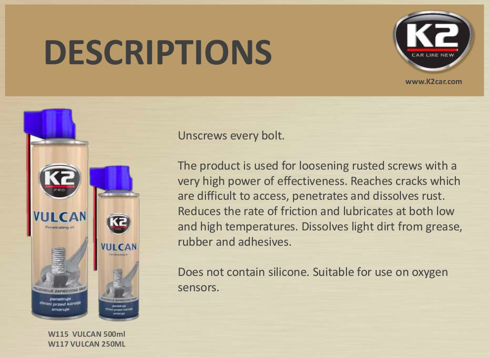 K2 VULCAN Release Spray Corroded Rusted Bolts Nuts Screw Penetrating ...