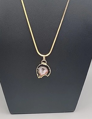 Merlite 22k Electropated Black Solar Quartz Pendant Necklace 22" Gold ...