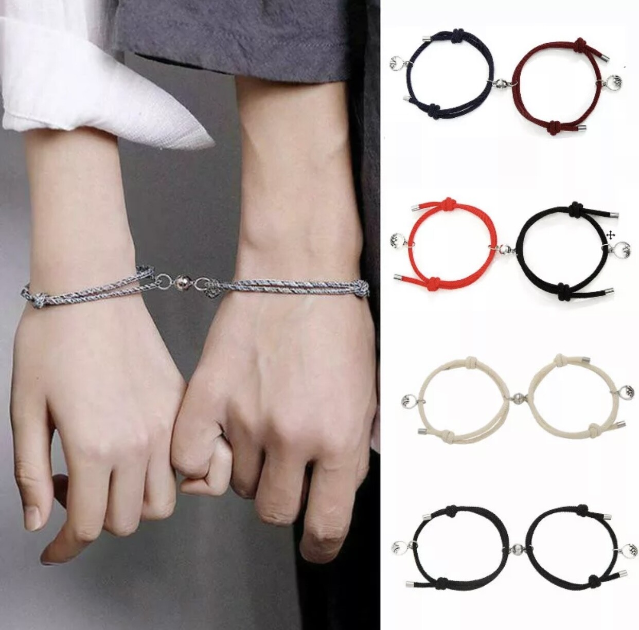 2Pc Magnetic Couple UNISEX Bracelets Love Friendship Distance *BUY 2 ...