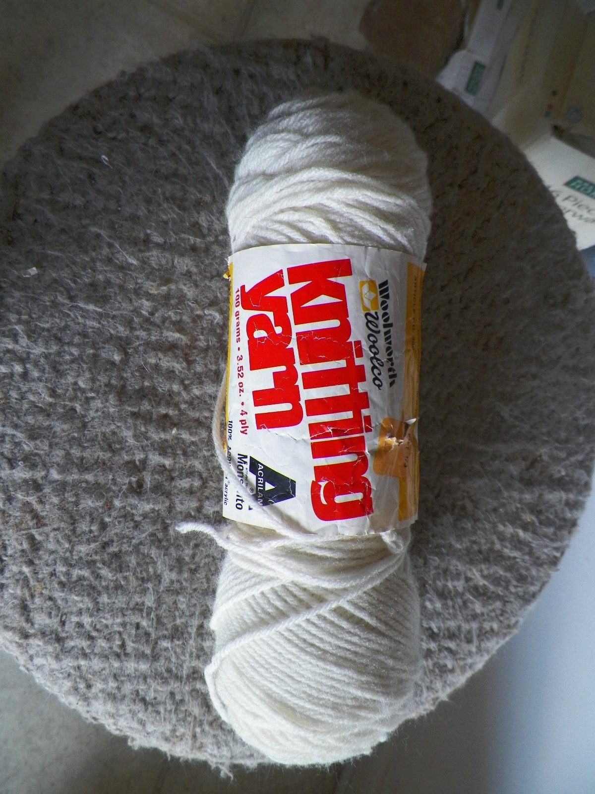 Woolworth woolco yarn 1 skein 3.5 oz winter white color (1 available ...