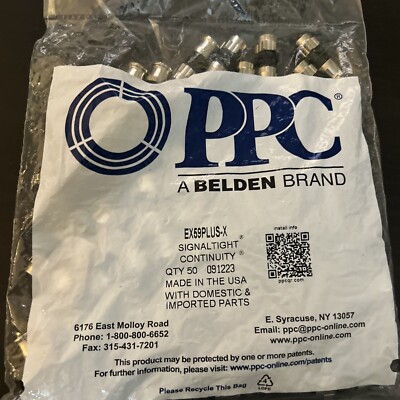 50 PPC Belden EX59PLUS-X RG59 Cable Compression Connectors Comcast ...