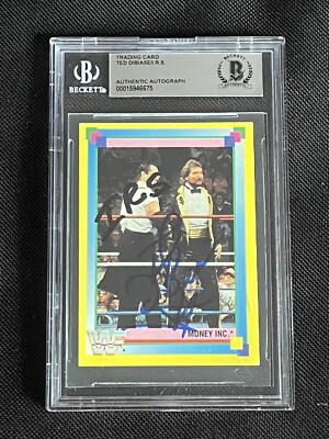 I.R.S. & TED DiBIASE 1992 MERLIN GOLD WWF SIGNED AUTOGRAPHED CARD BAS ...