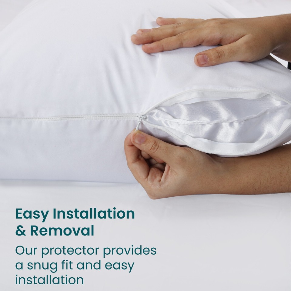 Zippered Pillow Case Standard Waterproof Pillow Protector Covers ...