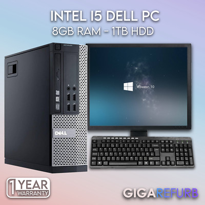 DELL PC Dual Bundle Monitor i5 8GB DESKTOP TOWER PC&TFT COMPUTER ...