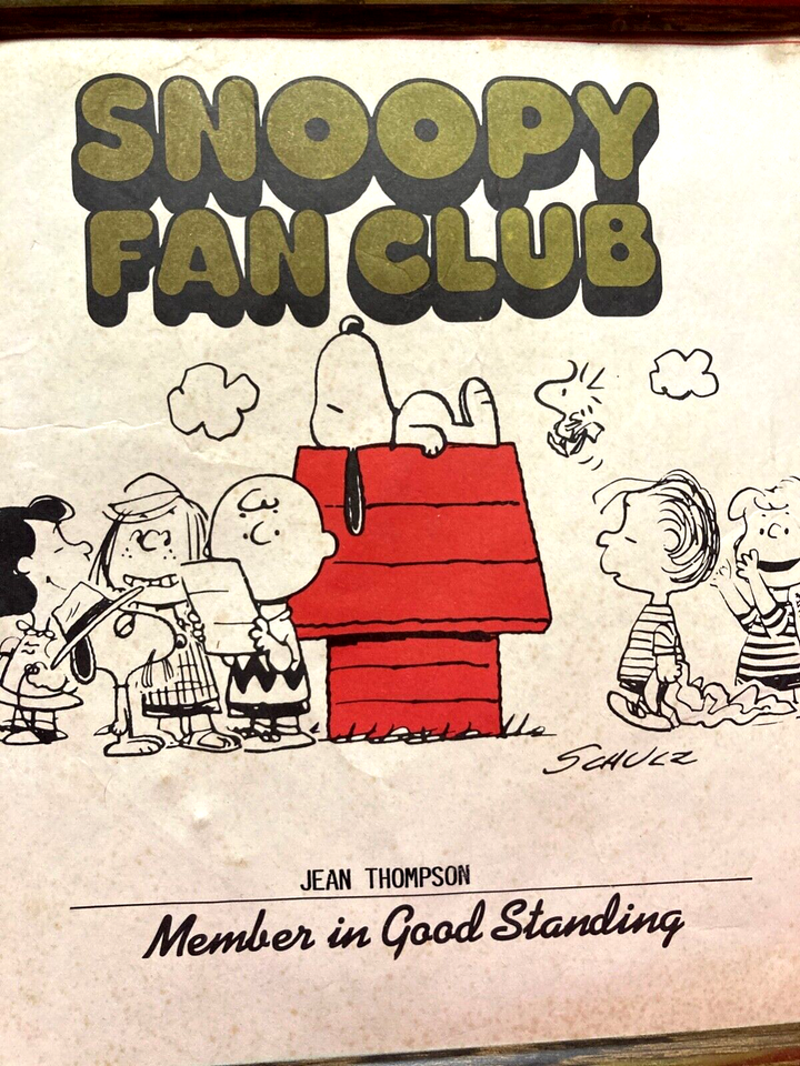 NEW VINTAGE PEANUTS / SNOOPY FAN CLUB CERTIFICATE with PEANUTS GANG | eBay