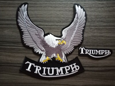 LARGE Size Patch TRIUMPH Racing Biker Rider Embroidered Iron or Sew on ...