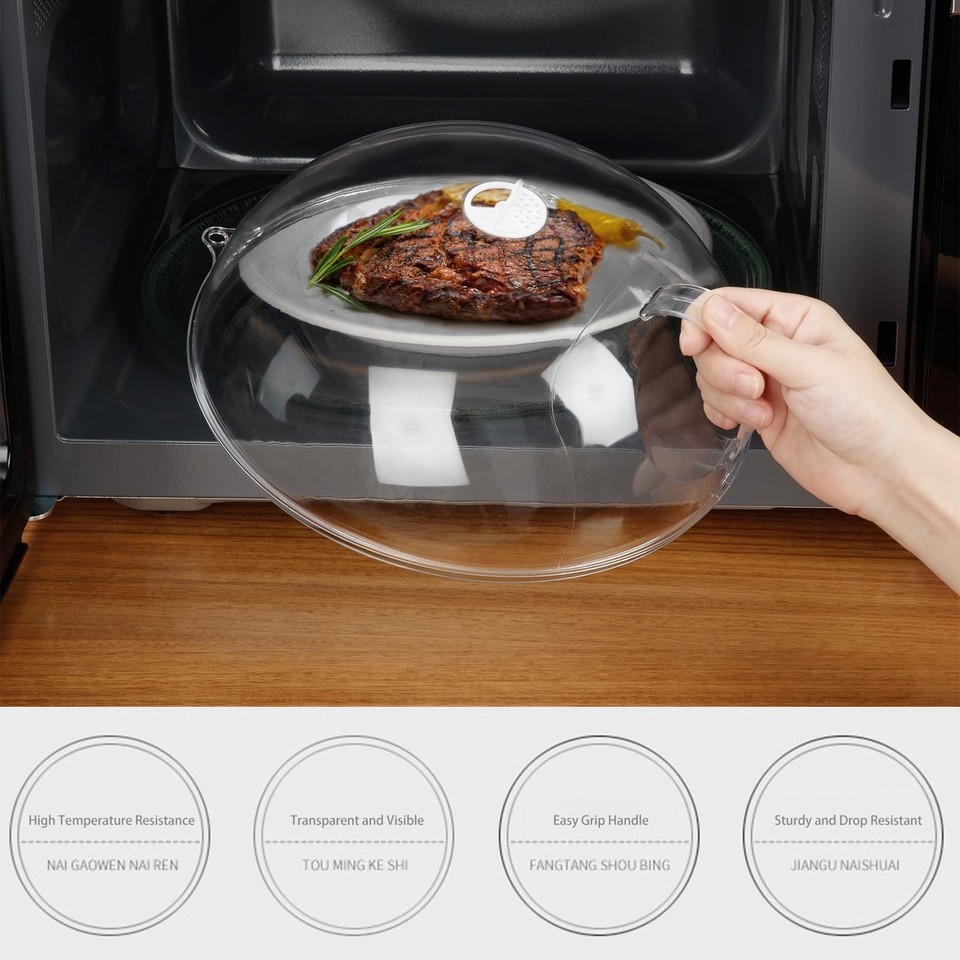 WENWELL Microwave Splatter Cover for Food,Clear Microwave Splash Guard ...