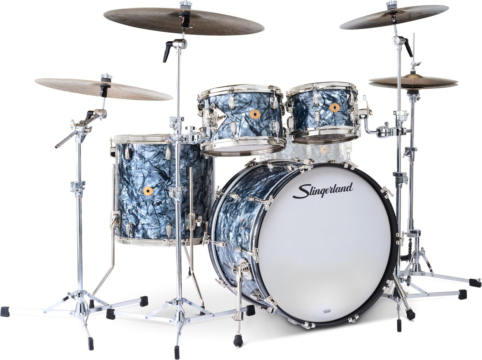 Slingerland Radio King 4-piece Shell Pack - Black Diamond Pearl Wrap | eBay