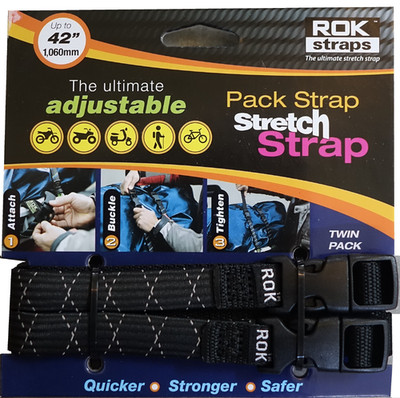 ROK Straps ROK-10358 Black/Reflective 12" - 42" Pack Adjustable Stretch ...